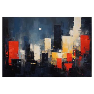artboxONE Poster 90x60 cm Städte/New York Acrylic Painting of a Cityscape - Bild abstrakt blau dunkel