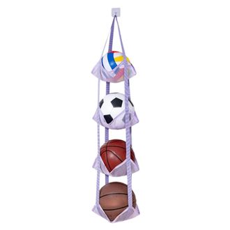 Generic Ball Aufbewahrungsregal - Vertikaler Mehrschichtiger Netz Halter | Ballregal Garage Sportger&auml;te Organizer | F&uuml;r Basketball Volleyball Pl&uuml;schtiere Wohn