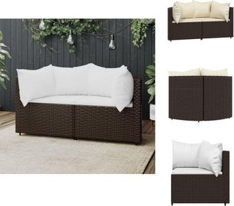 vidaXL Garten-Ecksofas mit Kissen 2 Stk. Braun Poly Rattan - Gartenecke - Esszimmergarnitur - Lounge M&ouml;bel - Rattan Gartenm&ouml;bel - Wetterfeste Gartenm&ouml;bel