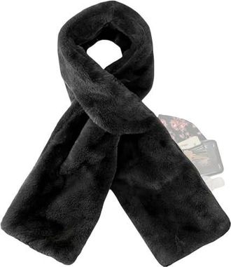 Generic &Eacute;charpe en fausse fourrure pour femme avec poche cach&eacute;e, poche zipp&eacute;e, douce, confortable, chaude pour lhiver pour t&eacute;l&eacute;phone et cl&eacute;s, Noir, taille uni