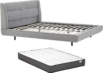 Vente-Unique Letto 160 x 200 Con rete e materasso - Grigio - ISYDE