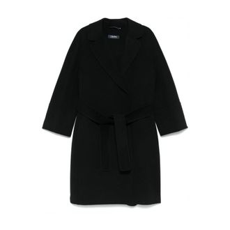 Max Mara Schwarzer Wollmantel Kimono&auml;rmel G&uuml;rtel - - Coats - Damen - Schwarzk - 2XS