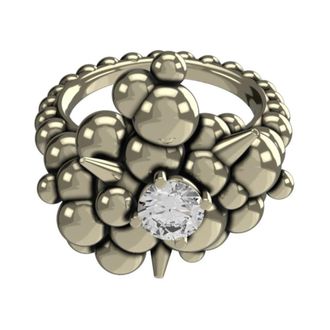 John Richmond Ring mit spitzen Perlenkugeln und Golddiamant - - Accessories - Damen - Braun - ONE SIZE