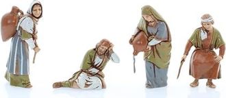 Moranduzzo Set Femmes au Puits et Chameliers pour Cr&egrave;che de 10 cm - Standard 10 - &Eacute;chelle 1:20 - Statues Incassables, Finition Manuelle, Sculpteur M. Landi, Made