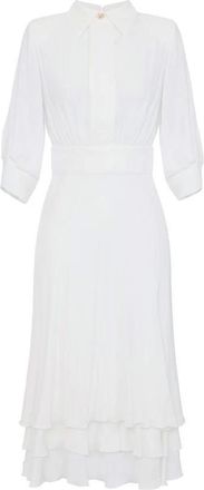 Elisabetta Franchi Femme, Robes, Blanc, Taille: 42 FR Robe en Georgette de Viscose