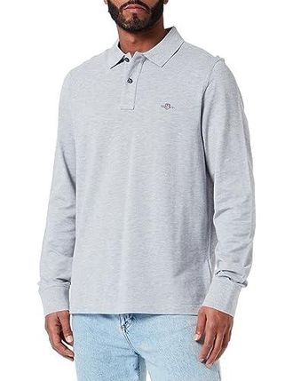 GANT Gant REG LS Rugger À Manches Longues en Piqué Shield Regular, Grey Melange, 3XL Homme
