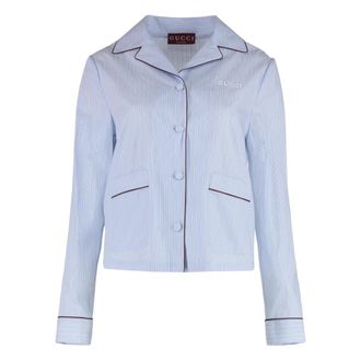 Gucci Gestreifte Baumwollbluse - - Nightwear & Lounge - Damen - Blau - XS