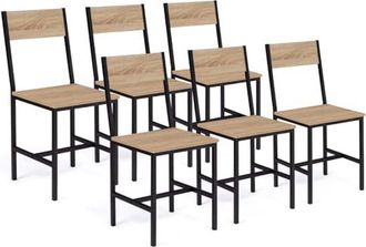 IDMarket Lot de 6 chaises de Cuisine Detroit Design Industriel
