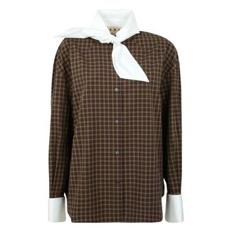 Marni Chemise en popeline avec col foulard - Femme - Blouses et Chemises - Brun - Taille: 36 FR