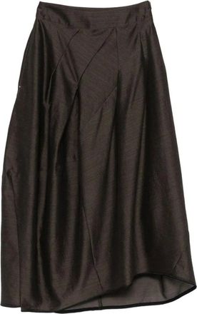 High Femme, Jupes, Brun, Taille: 40 FR Jupe midi trap&egrave;ze avec d&eacute;tails pliss&eacute;s
