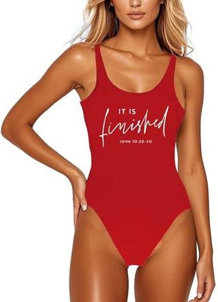 Generic Maillots De Bain Une Pieces Femme Gainant Et Amincissant à imprimé Lettre, Sexy, Bikini, sans Manches, Dos Nu (Red, M)