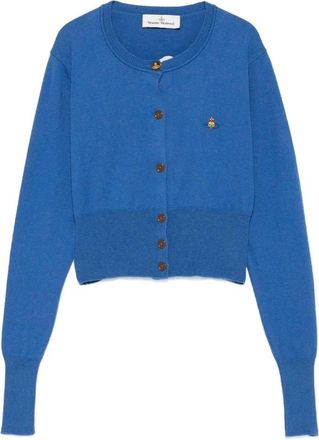 Vivienne Westwood Femme, Pulls, Bleu, Taille: 38 FR Orb Embroidered Cardigan