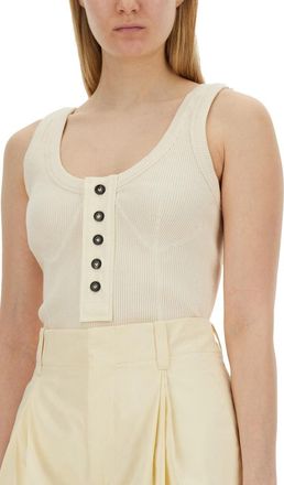 Bottega Veneta Stretch Cotton Jersey Top - Ivory