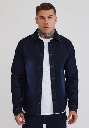 Siksilk Herren Rohes Blaues Denim Hemd XXL