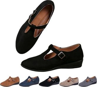 Generic Chaussures orthop&eacute;diques tendance pour femme avec semelle &eacute;paisse et bout pointu r&eacute;tro Mary Janes avec boucle de cheville, chaussures d&eacute;contract&eacute;es po