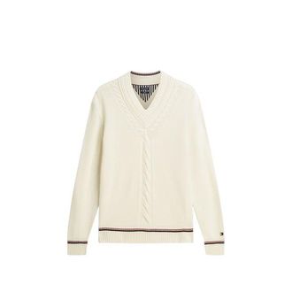 Tommy Hilfiger Pull col V en laine m&eacute;lang&eacute;e