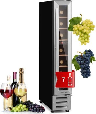 Klarstein Klarstein - Weink&uuml;hlschrank, 1 Zonen Getr&auml;nkek&uuml;hlschrank, Kleiner Einbau-Weinschrank Schmal, 20L Wein-K&uuml;hlschrank mit Glast&uuml;r, Indoor/Outdoor