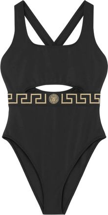Versace Femme, Maillots de bain, Noir, Taille: 40 FR Maillot de bain une pi&egrave;ce &agrave; encolure carr&eacute;e et d&eacute;coupes