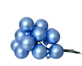 Kaemingk Weihnachtskugeln am Draht Glas 2cm x 12 St&uuml;ck Spiegelbeeren Matt - kleine Dekokugeln - Christbaumschmuck & Weihnachtsdeko - Himmelblau