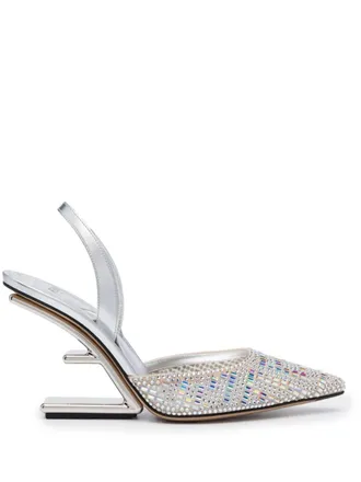 Fendi Pumps mit Kristallen 100mm - Silber