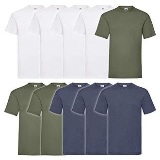 Fruit Of The Loom 10 T Shirts Valueweight S M L XL XXL 3XL 4XL 5XL Set de couleurs - Bleu - XXXX-Large
