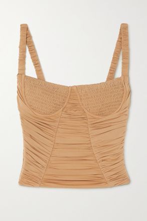 Dion Lee Doric Bustier Aus Stretch-jersey Mit Raffungen - Braun