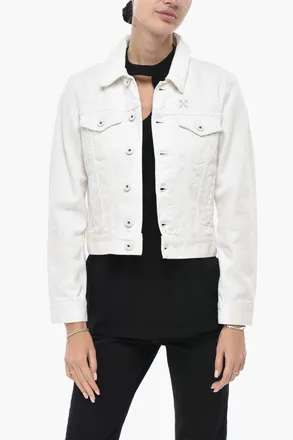 Off-white DENIM Printed Denim Crop Jacket EAGLE Off-White