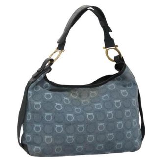 Ferragamo Sac bandouli&egrave;re en toile Pre-owned - Femme - Pre-owned - Bleu - Taille: ONE Size