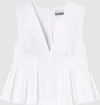 Ganni Blouse Stretch V-Neck Bright White