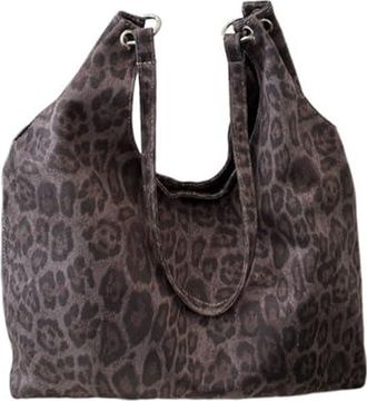 Generic Sac &agrave; main vintage pour femme avec imprim&eacute; gu&eacute;pard - Grande capacit&eacute; - Sac &agrave; main vintage - Pour voyage, shopping, usage quotidien, Noir, 20*10*17 CM 