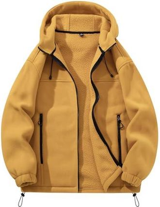 Generic Veste polaire pour homme avec fermeture éclair intégrale, légère et décontractée, veste dhiver chaude à capuche avec poches, fermeture éclair intégral