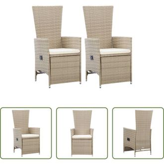 vidaXL vidaXL Gartenliege - Garten-Liegest&uuml;hle 2 Stk. mit Auflagen Poly Rattan Beige