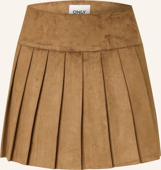 Only Faltenrock In Lederoptik braun