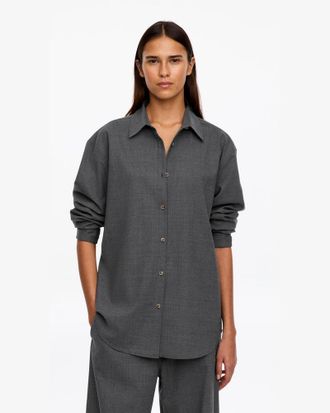Arket Flanellhemd Aus Wollmischung -Grau