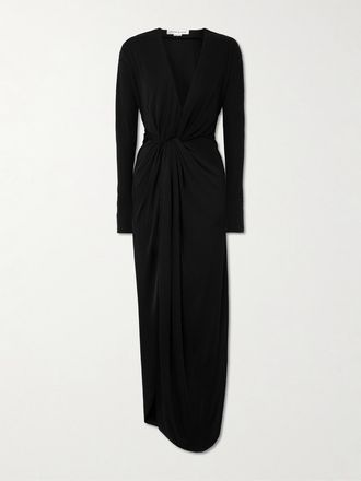 Victoria Beckham Midikleid Aus Jersey Mit Raffungen Und Knoten - Schwarz