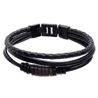 s.Oliver Herren Bracelet - Armband aus Echtleder - IP Schwarz - Lederband verstellbar bis 22 cm - wasserfest & hautfreundlich