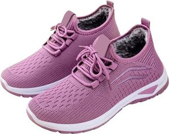 Generic Baskets Femme Chaussures de Course Sport dhiver Maille avec Doublure Peluche Chaude Semelle Antidérapante Orthopédiques Tendances Fitness Sneakers Con