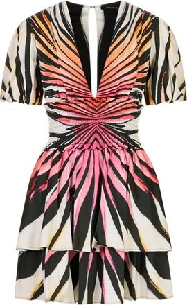 Roberto Cavalli Femme, Robes, Multicolore, Taille: 40 FR Ray Of Paradise Print Dress Mini