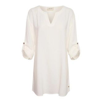 Cream Schneewei&szlig;e Tunika mit V-Ausschnitt - - Blouses & Shirts - Damen - Wei&szlig; - 2XL