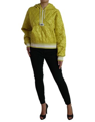 Dolce & Gabbana Womens Yellow Nylon Quilted Hooded Pullover Jacket Clothing