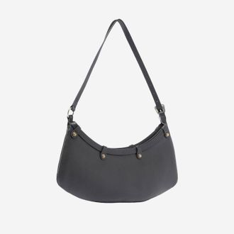 Pinko Womens Shoulder Bag Pocket Body Black Leather