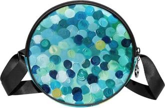 Generic Sac &agrave; bandouli&egrave;re Circle pour femme, petit sac &agrave; bandouli&egrave;re bleu vert avec fermeture &eacute;clair, bretelles r&eacute;glables, sac &agrave; main rond d&eacute;contract&eacute; pour fe