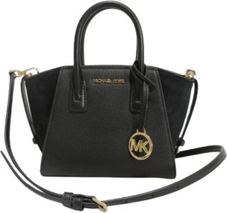 Michael Kors Sac &agrave; main Avril en cuir grain&eacute; et su&egrave;de Pre-owned - Femme - Pre-owned - Noir - Taille: ONE Size