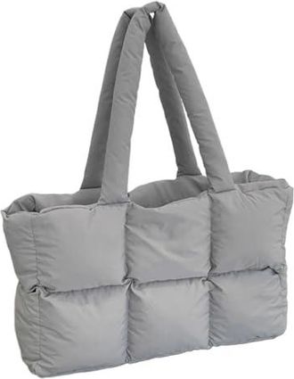 Generic Sac à main rembourré pour femme, couleur unie, grande capacité, sac fourre-tout en forme de nuage, gris, Taille unique
