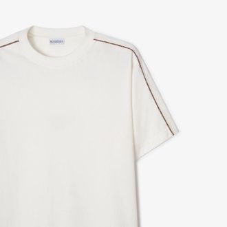 Burberry Striped Tape Sleeve T-Shirt - Cream