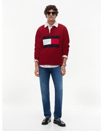 Tommy Hilfiger Denton - Jean slim droit effet us&eacute; - Bleu fonc&eacute;