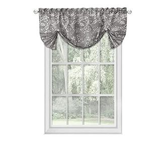 Achim Home Furnishings, Grauer Charlotte Fenstervorhang mit Faltenvolant, 132,1 x 43,2 cm