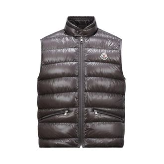 Moncler Homme, Vestes, Gris, Taille: 2XL Gilet Gui en Gris Brillant