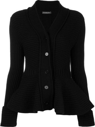 Alexander McQueen peplum ribbed cardigan - Noir