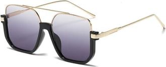 Generic Lunettes De Soleil M&eacute;tal Grand Cadre Hommes Et Femmes Rue Photographie Vacances(Gray)